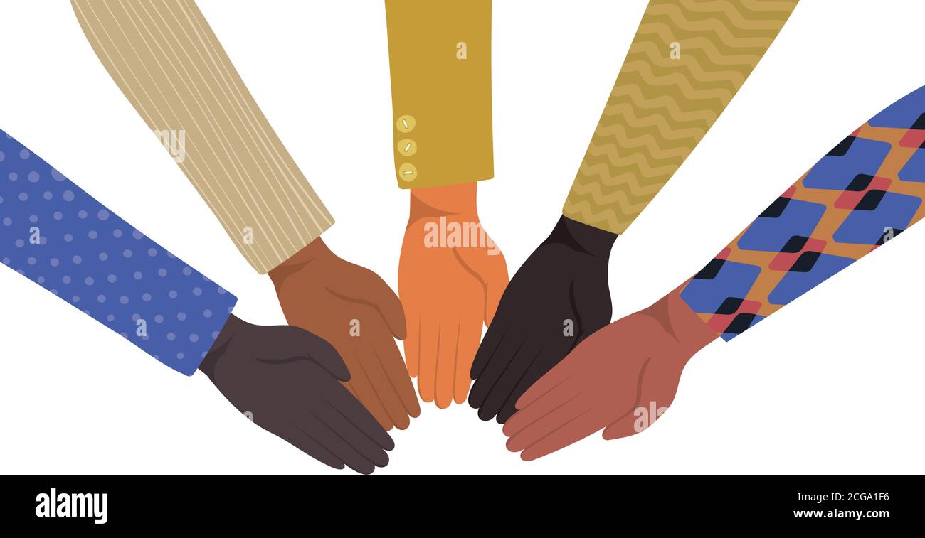 hands touching each other of different types of skins vector design ...