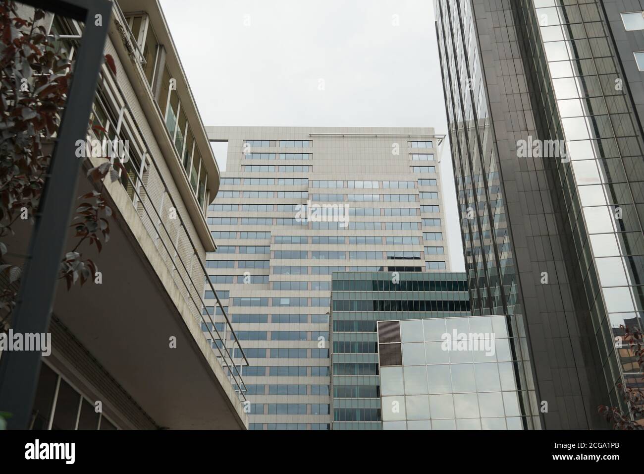 A cut out of several tall modern corporate buildings concentrated ...