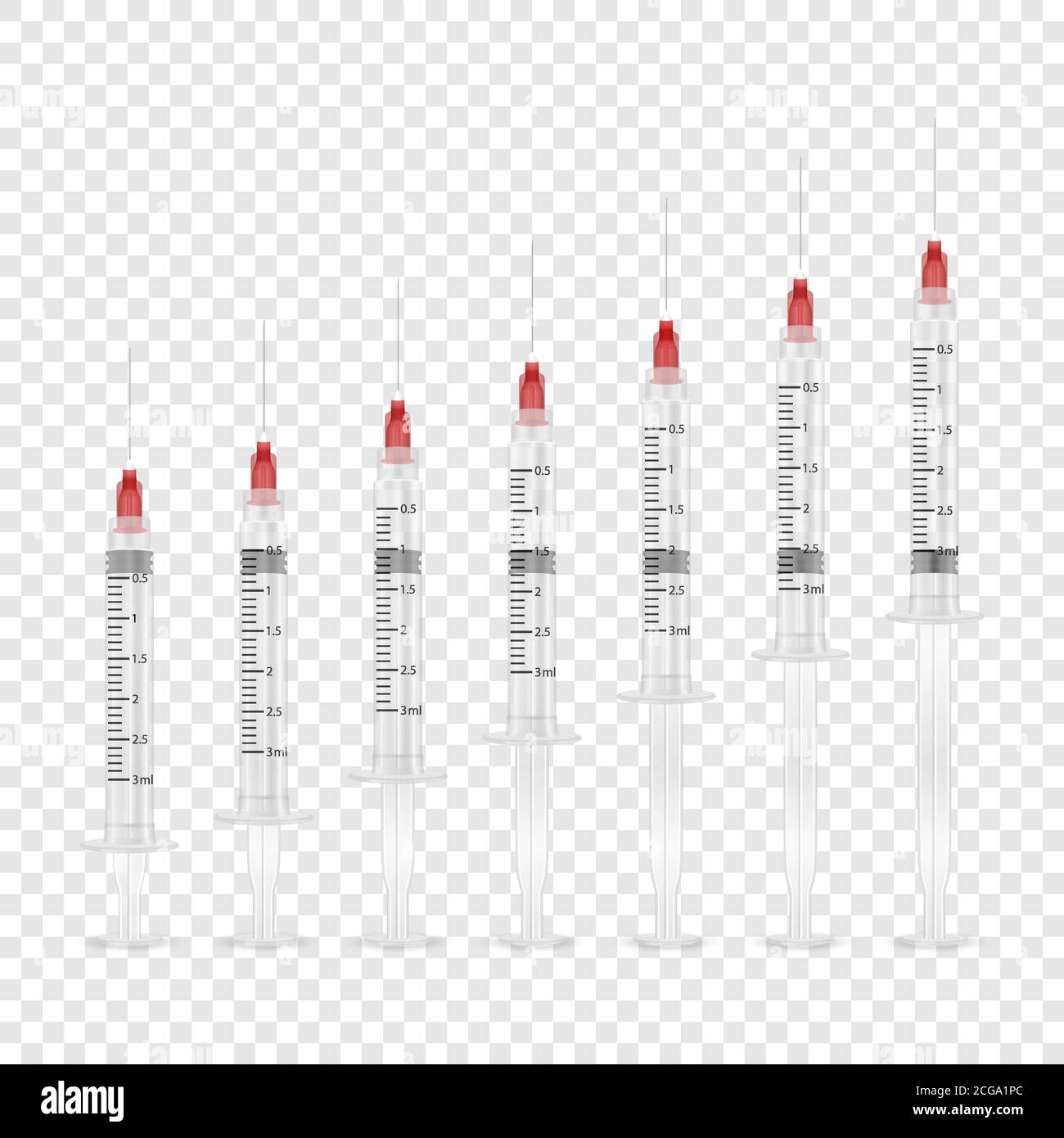 Vector 3d Realistic Blank Empty Syringe Icon Set Closeup Isolated on ...