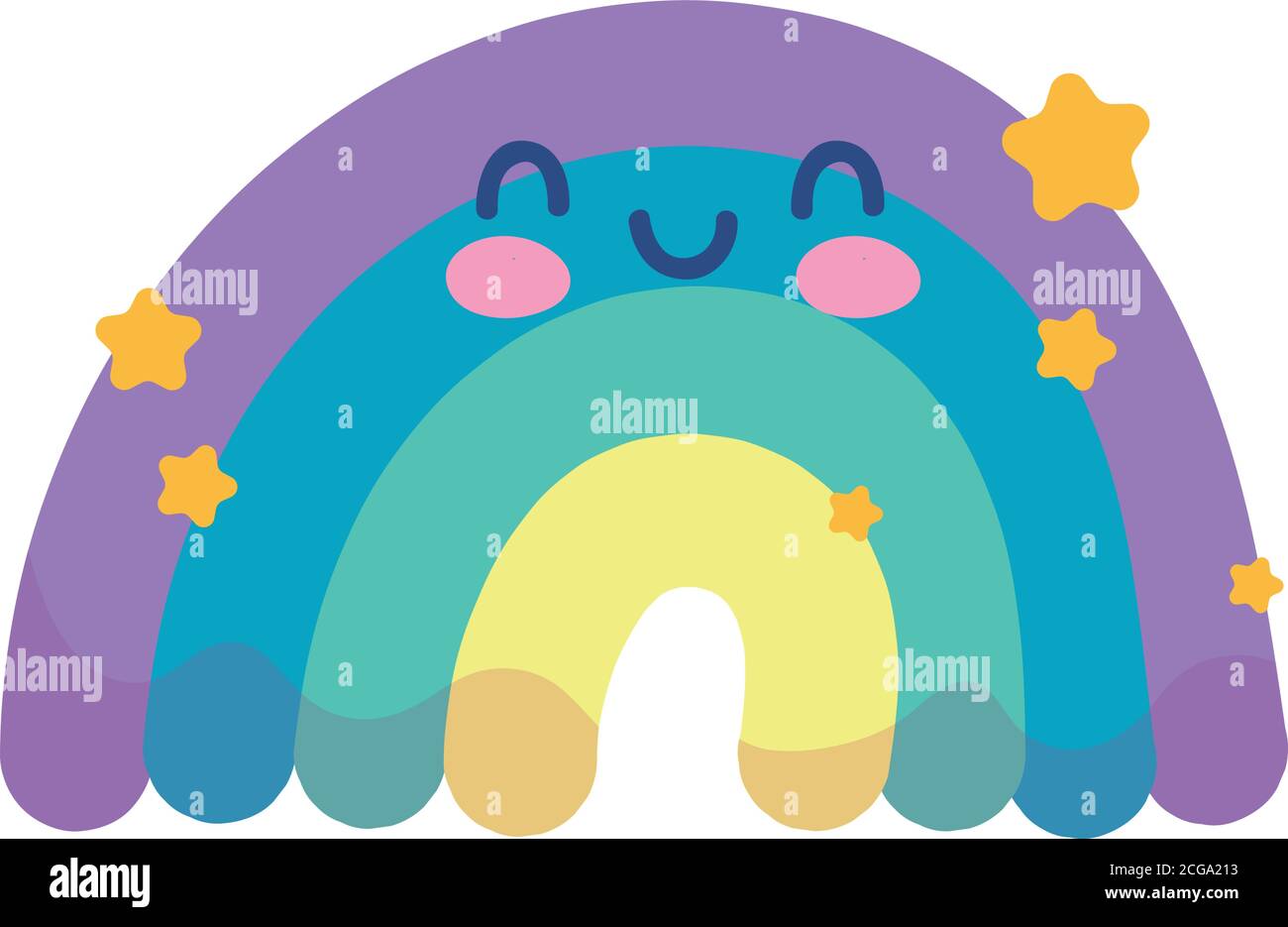 cute rainbow with stars decoration isolated design white background ...