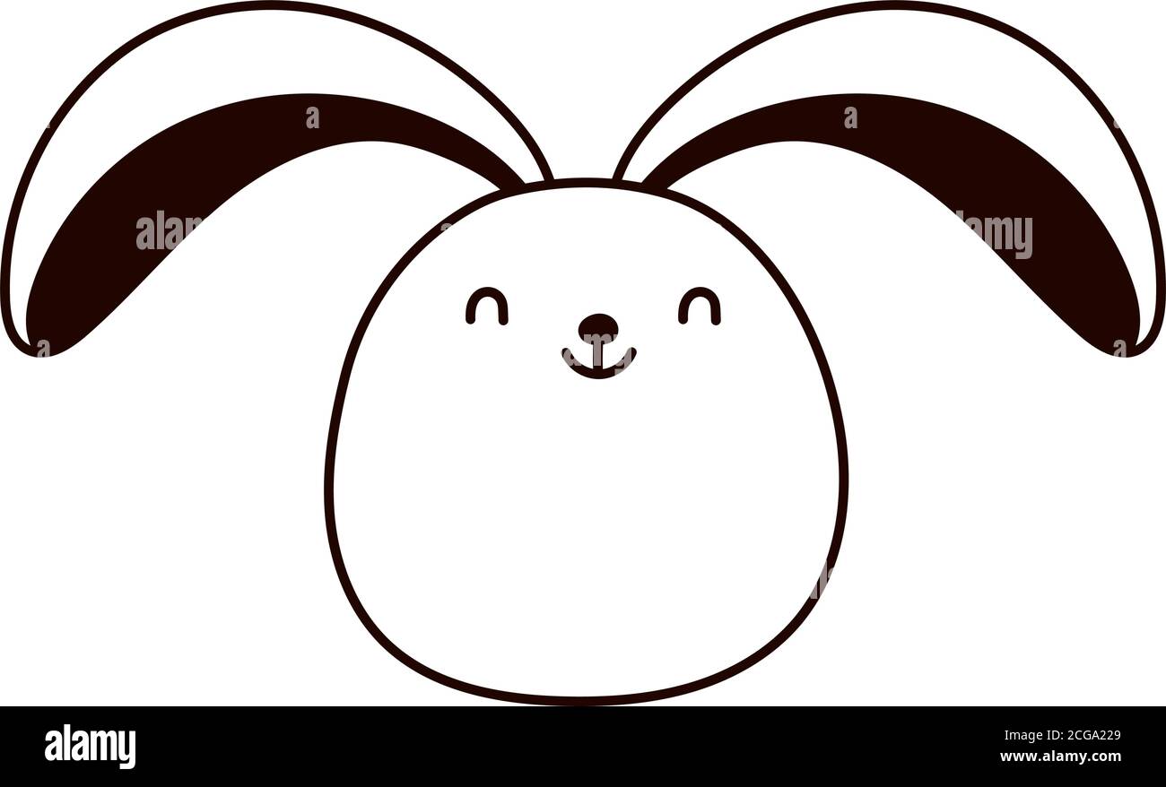 rabbit face ears animal cartoon isolated icon line style vector ...