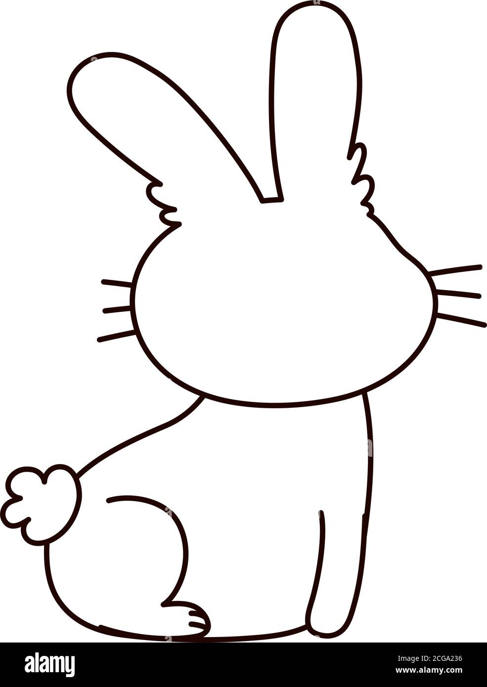 back view rabbit animal cartoon isolated icon line style vector ...