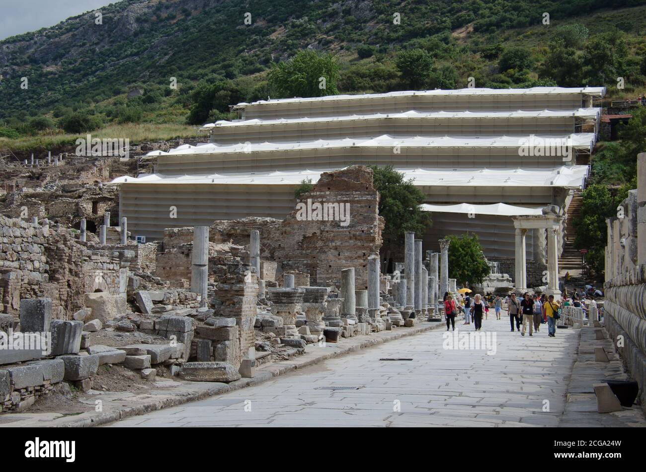 In Ephesus this covered area is where excavations are going on to ...