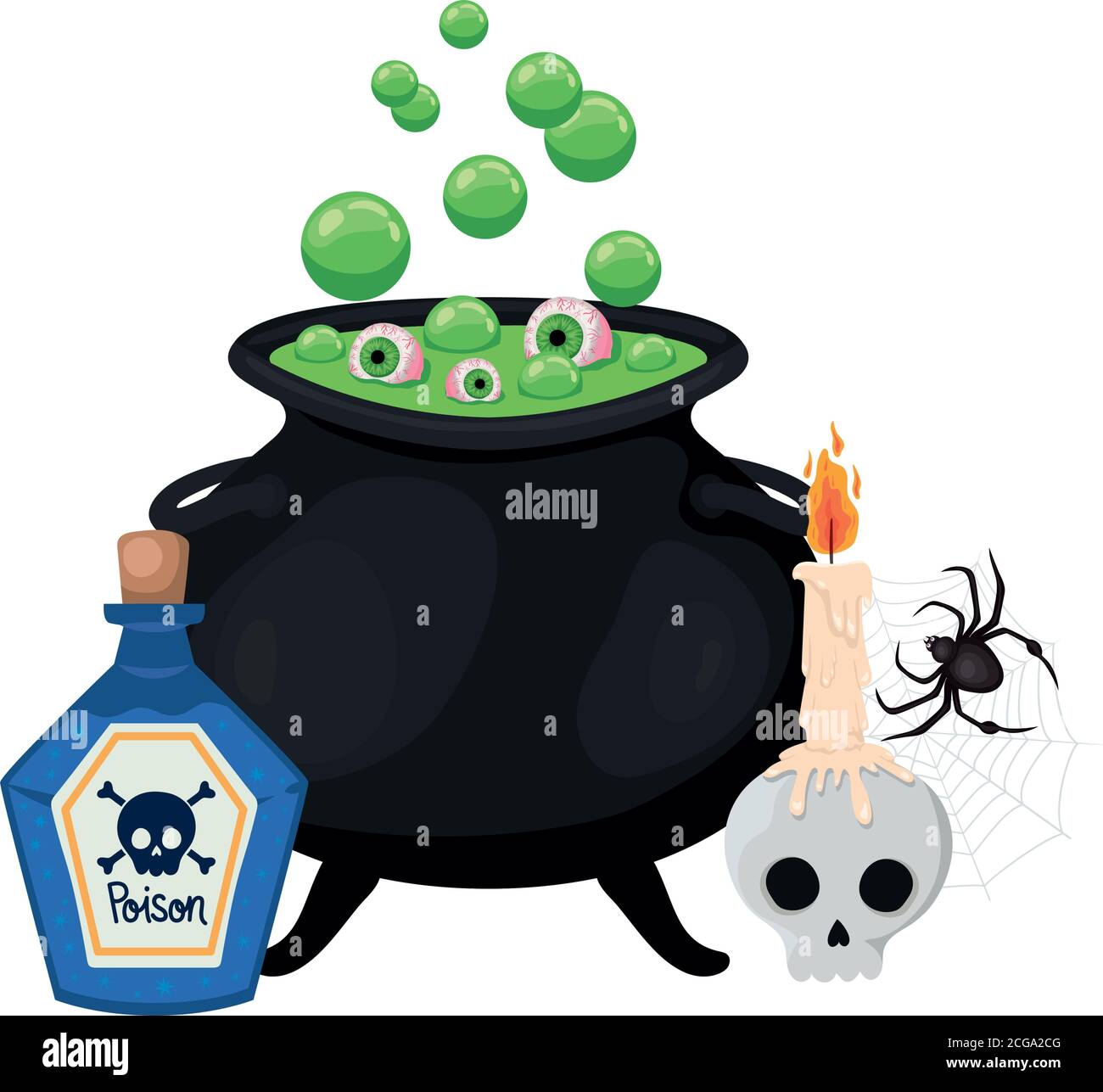 Halloween skull poison and witch bowl vector design Stock Vector Image ...