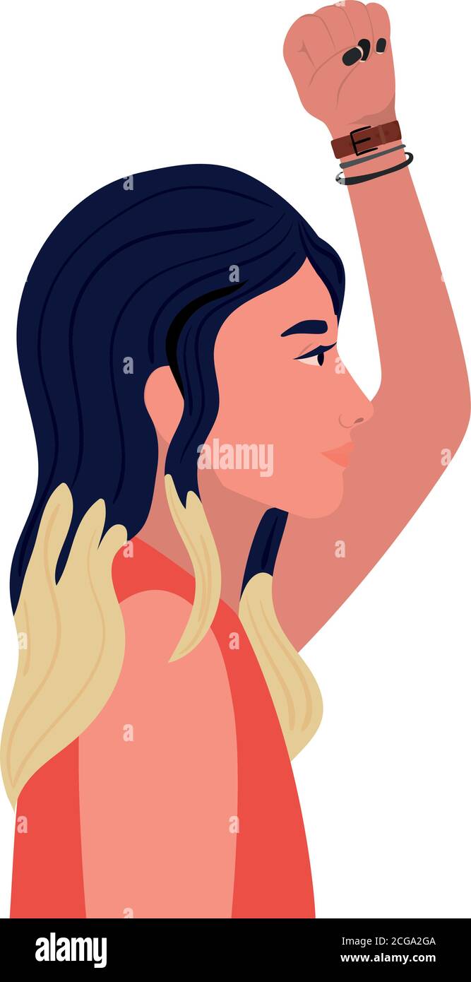 woman cartoon and fist up in side view vector design Stock Vector Image ...