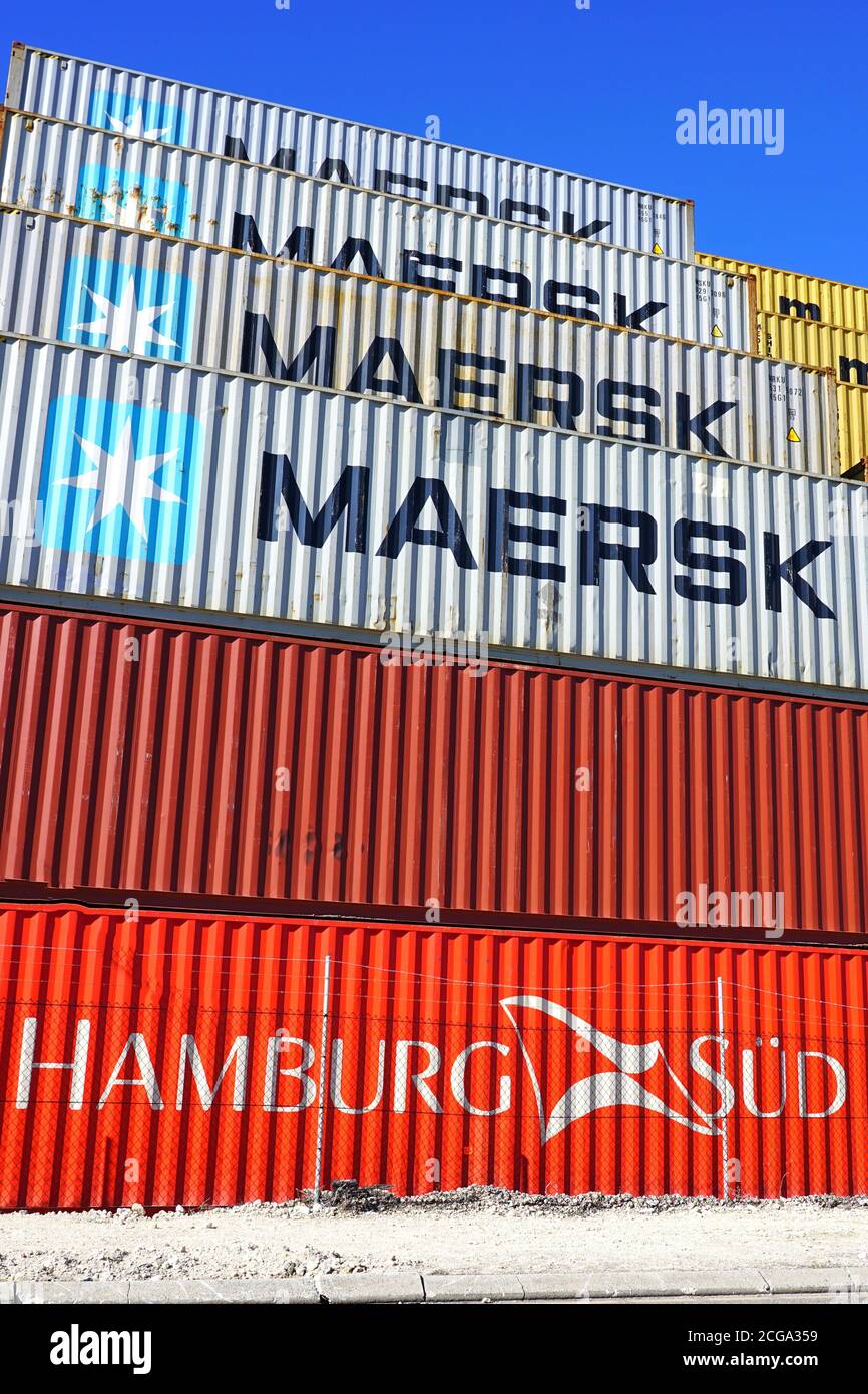 FREMANTLE, AUSTRALIA -3 JUL 2019- View of shipping containers from ...