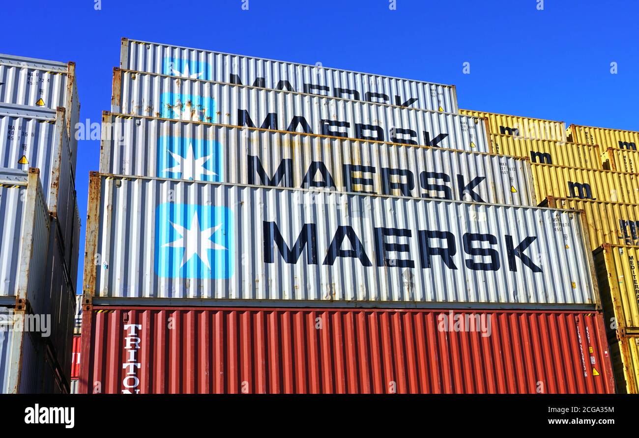 FREMANTLE, AUSTRALIA -3 JUL 2019- View of shipping containers from ...