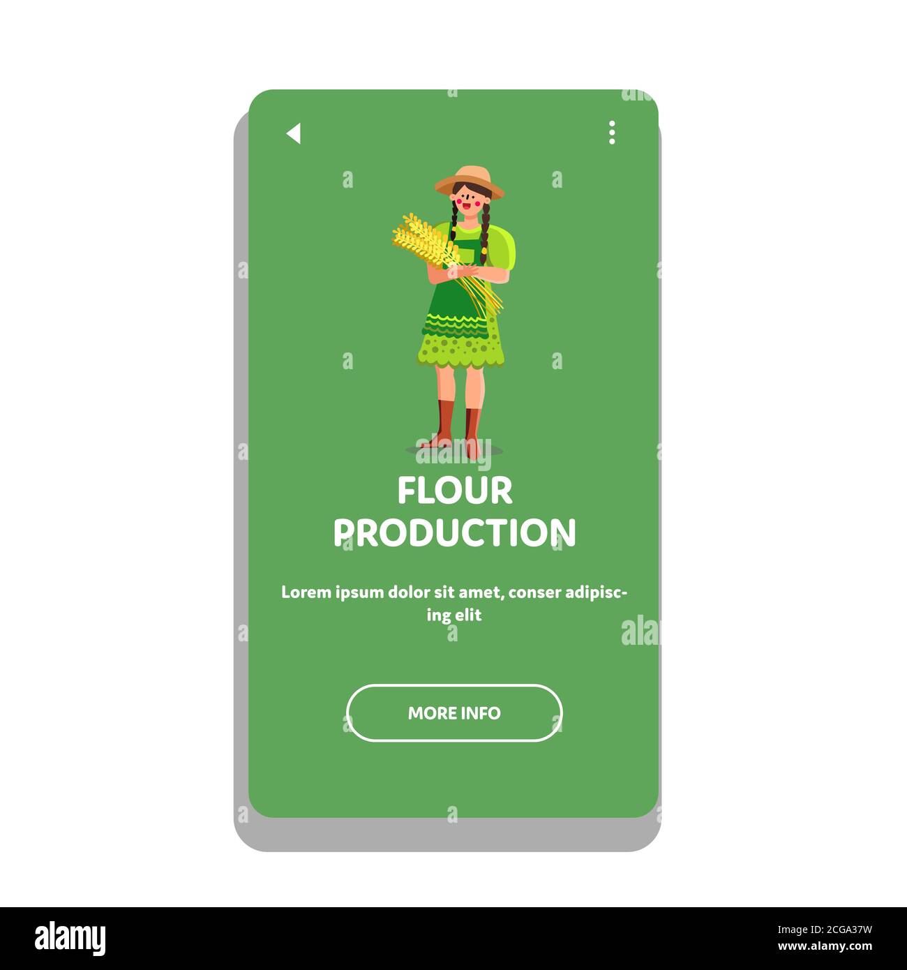 Wheat Flour Production Factory Worker Girl Vector Stock Vector Image ...