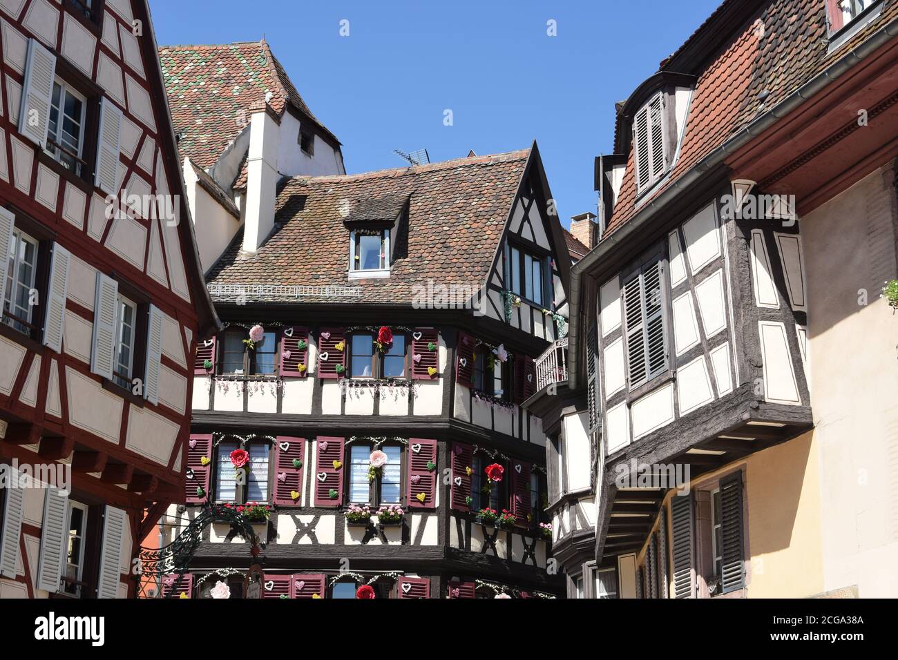 Half-timbered medieval and early Renaissance buildings with window ...
