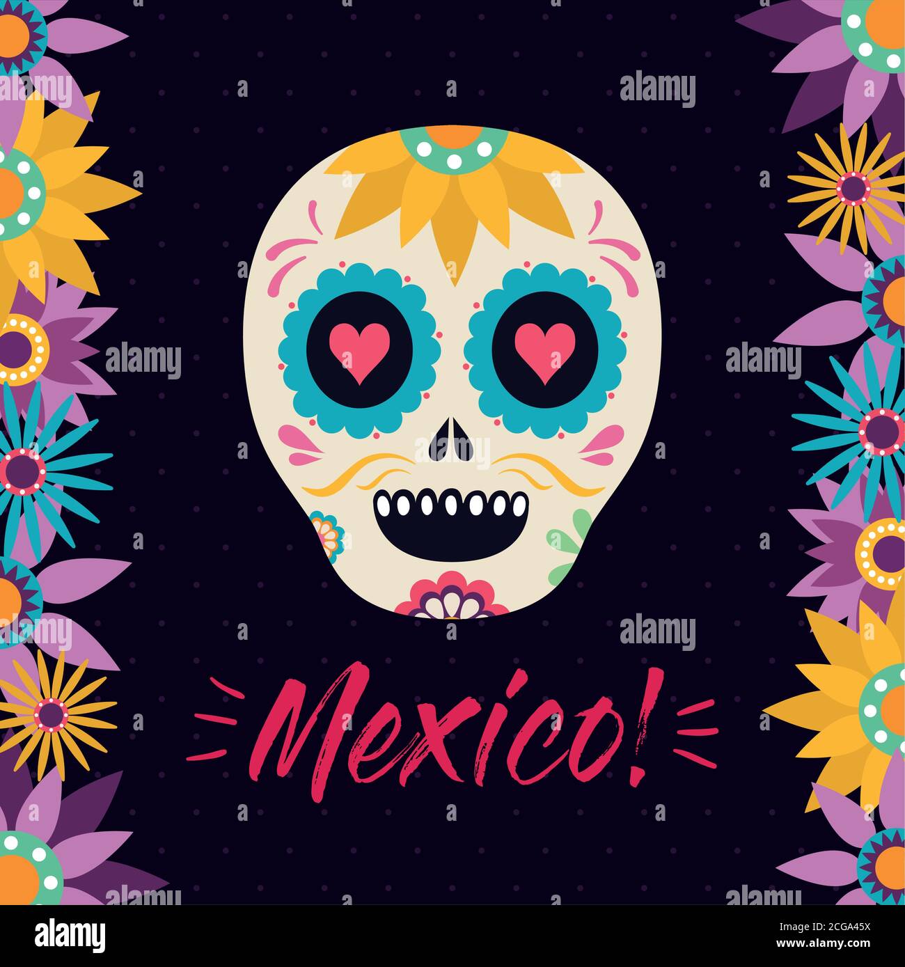 mexican skull head with flowers vector design Stock Vector Image & Art ...