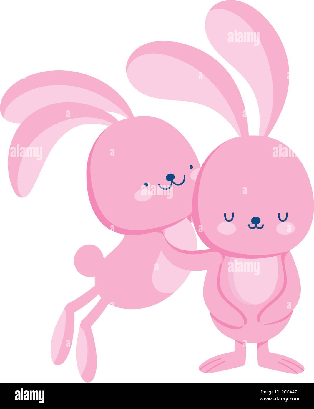 pink rabbits animal cartoon isolated icon style vector illustration ...
