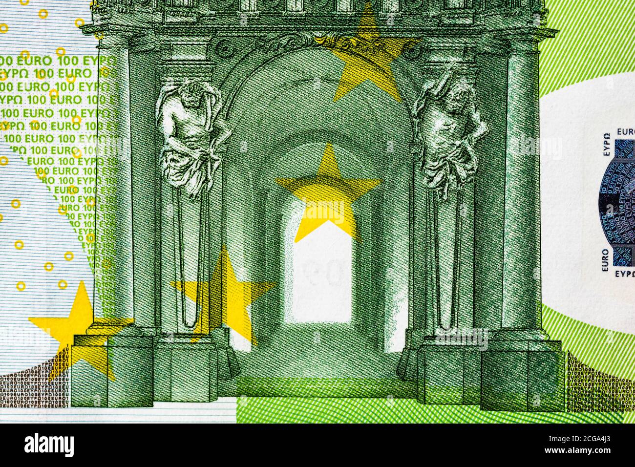 Selective focus on detail of euro banknotes. Close up macro detail of ...