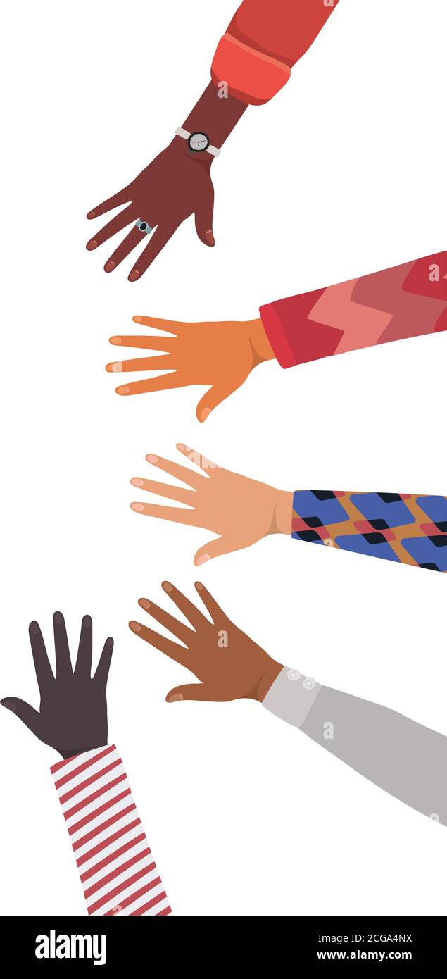 open hands of different types of skins vector design Stock Vector Image ...