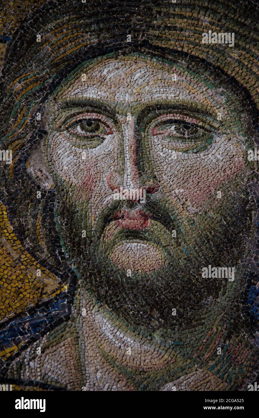 Byzantine Christ mosaic in the Hagia Sophia in Istanbul, Turkey Stock ...