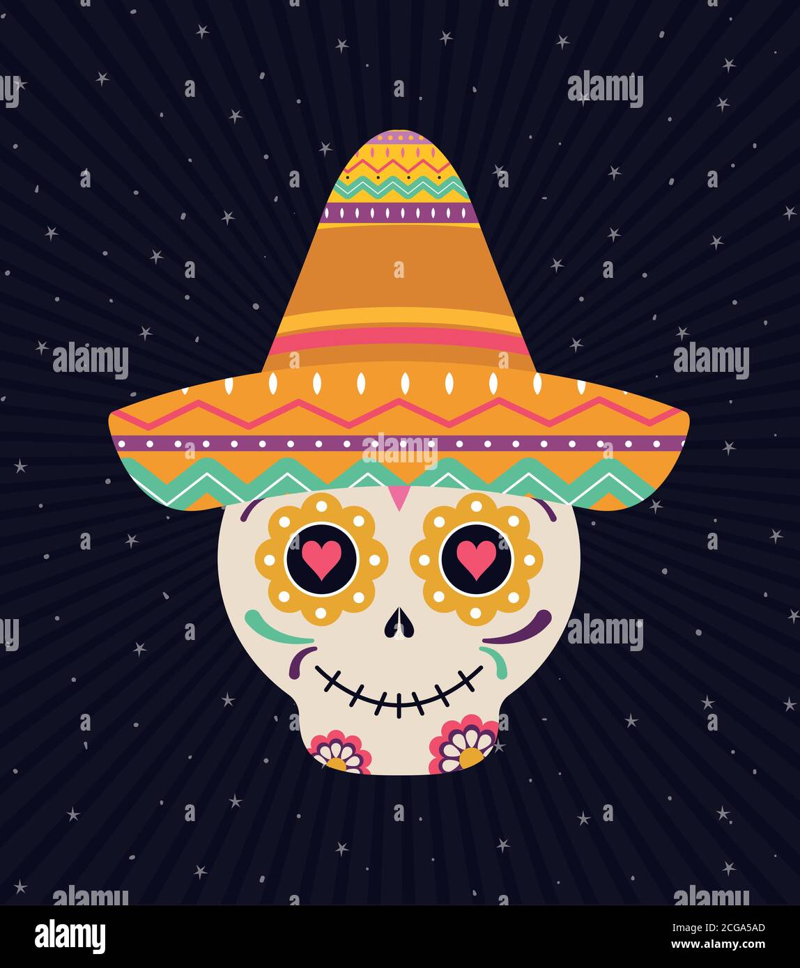 mexican skull head with hat vector design Stock Vector Image & Art - Alamy