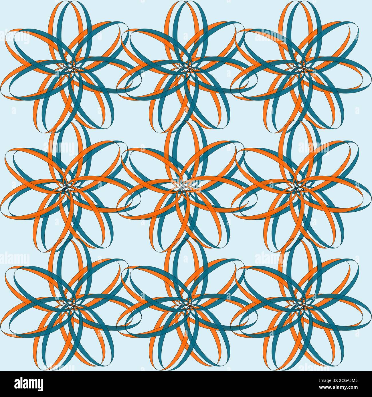 Orange and blue floral pattern on blue background. Flower illustration ...