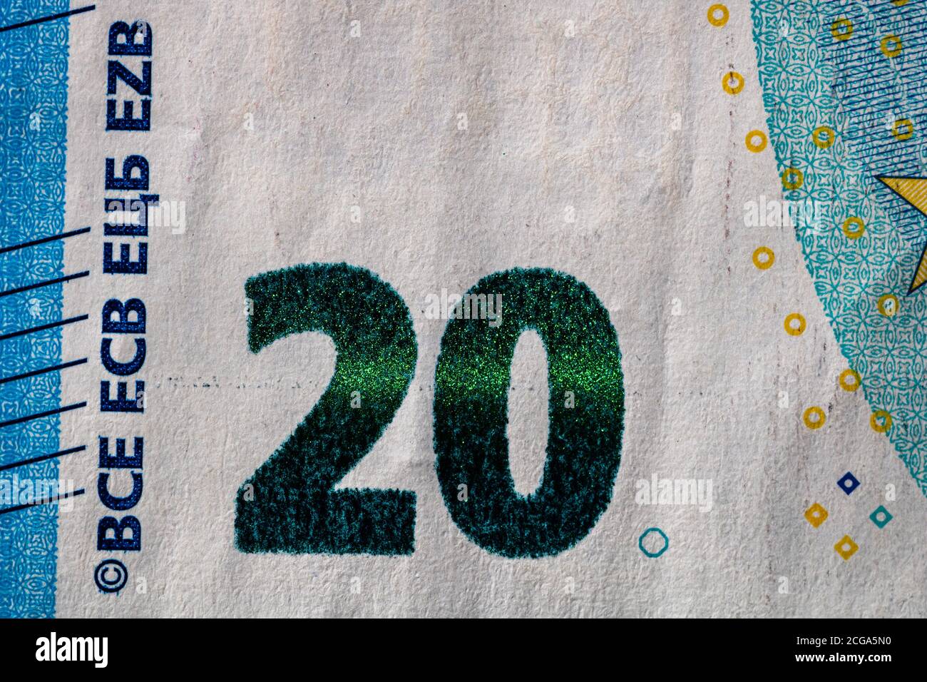 Selective focus on detail of euro banknotes. Close up macro detail of ...