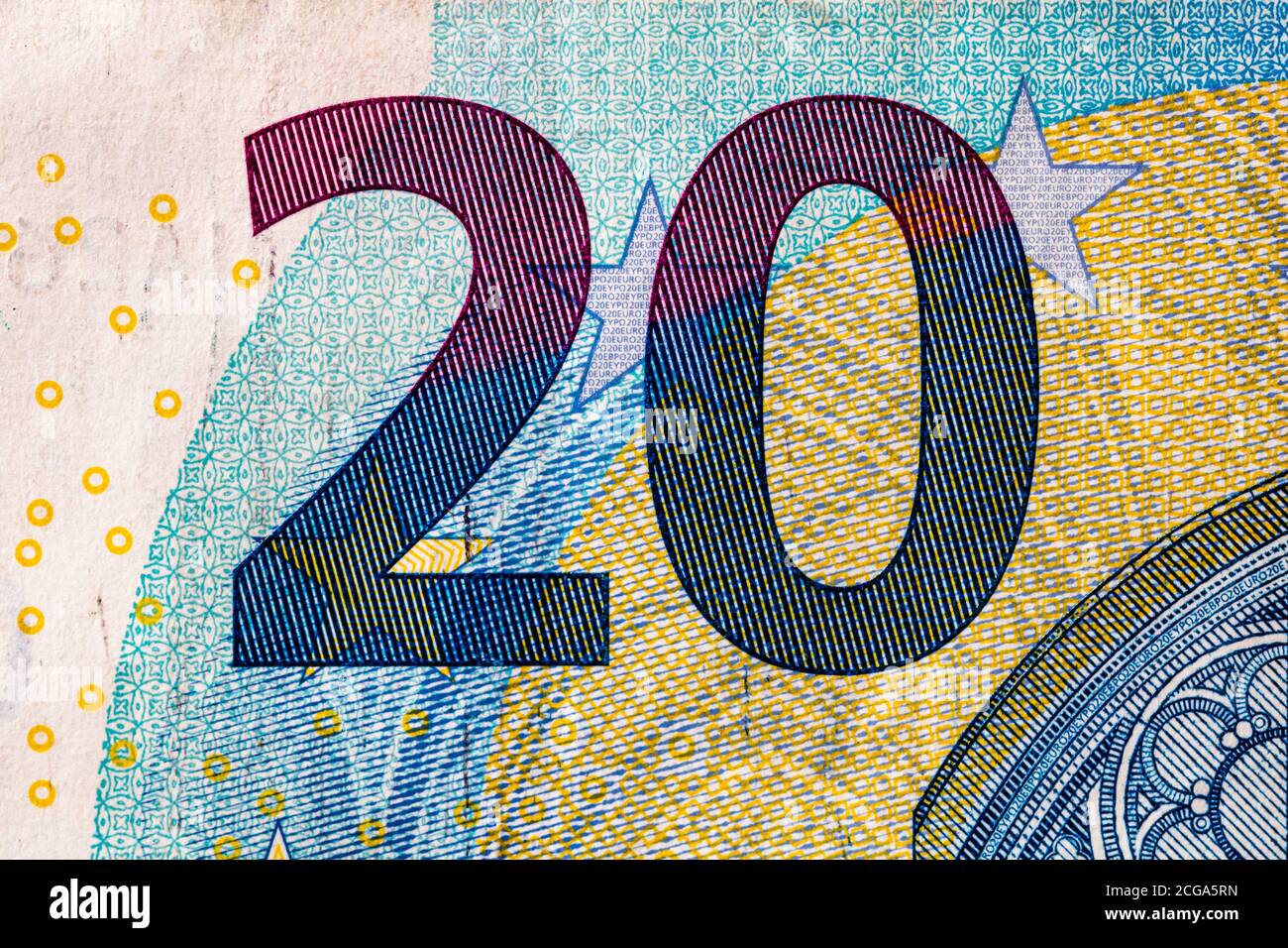 Selective focus on detail of euro banknotes. Close up macro detail of ...