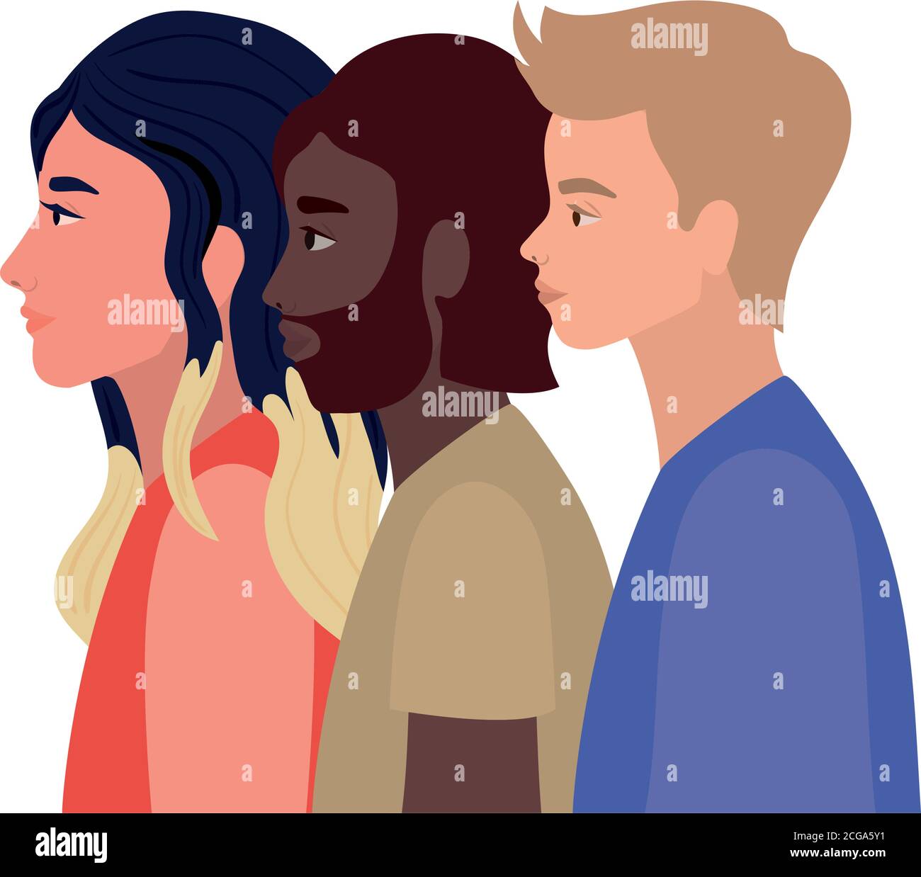 diversity skins of woman and men cartoons vector design Stock Vector ...