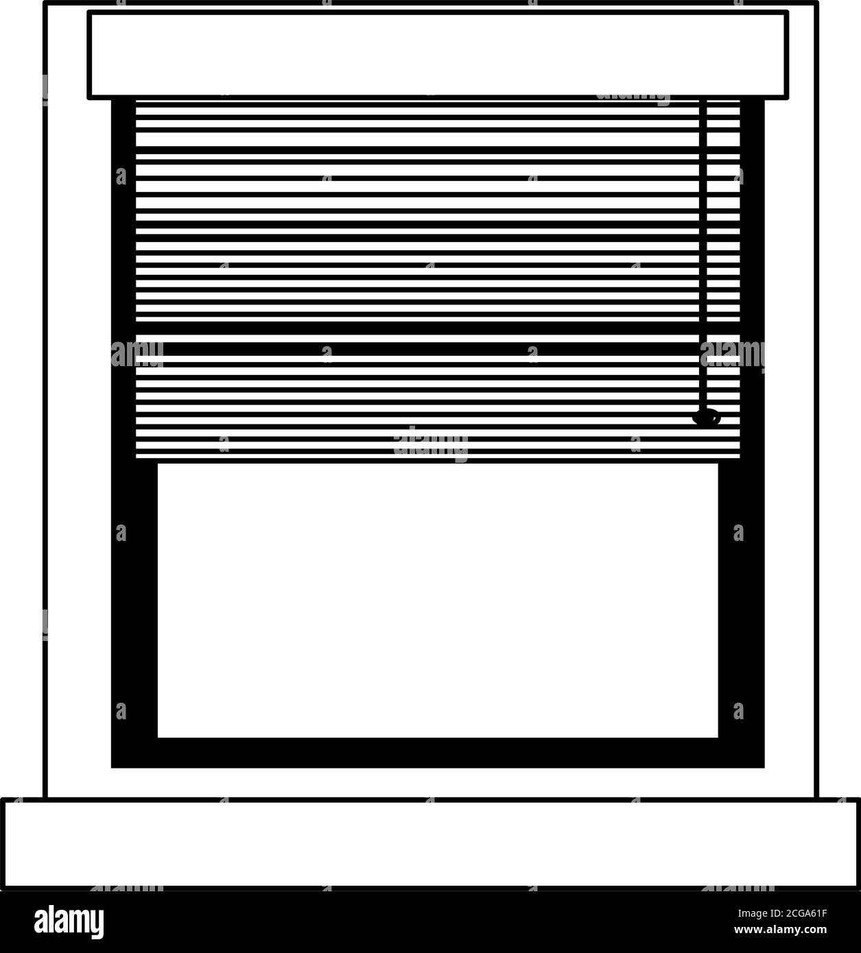 horizontal shutter window interior decoration isolated icon line style ...