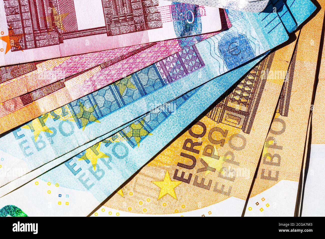 Close up of money euro banknotes, background of money euro isolated ...