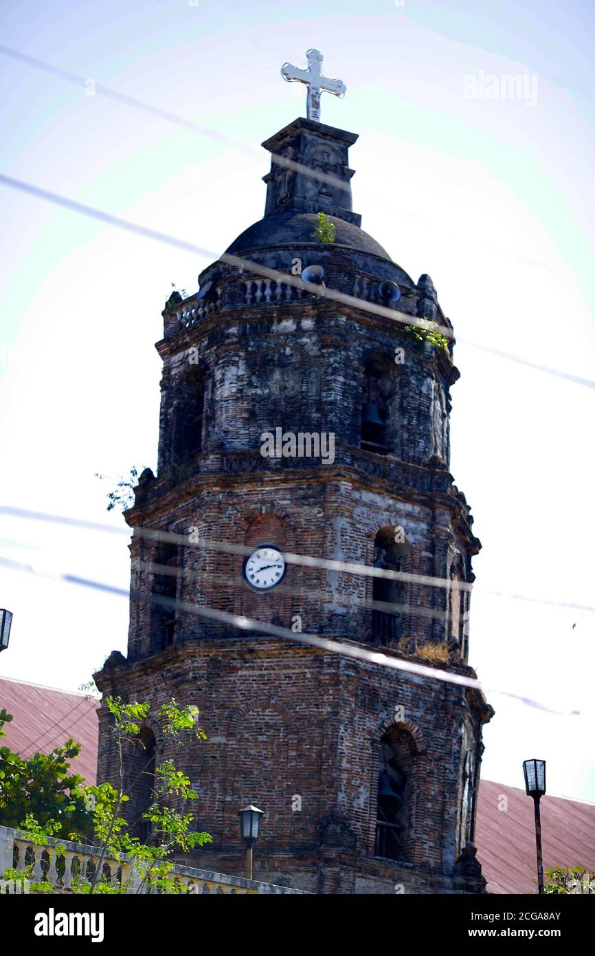 Closeup of the clock tower of the old church. It is one of the rare ...