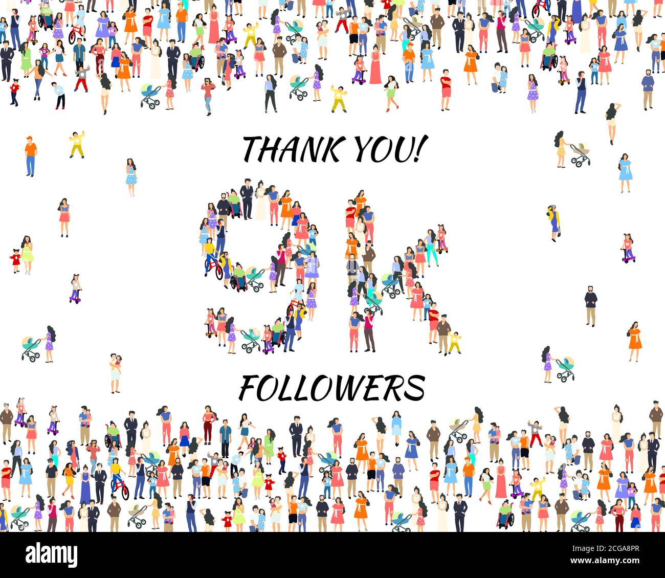 Thank you followers peoples, 9k online social group, happy banner ...