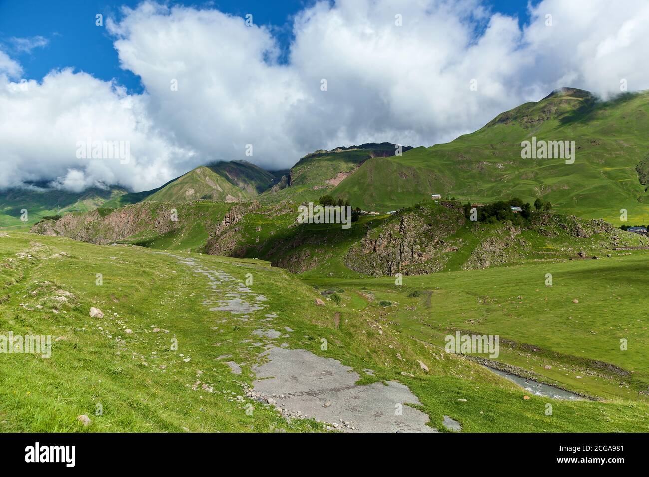 Georgian Military Road, beautiful mountain scenery and mountain rivers ...