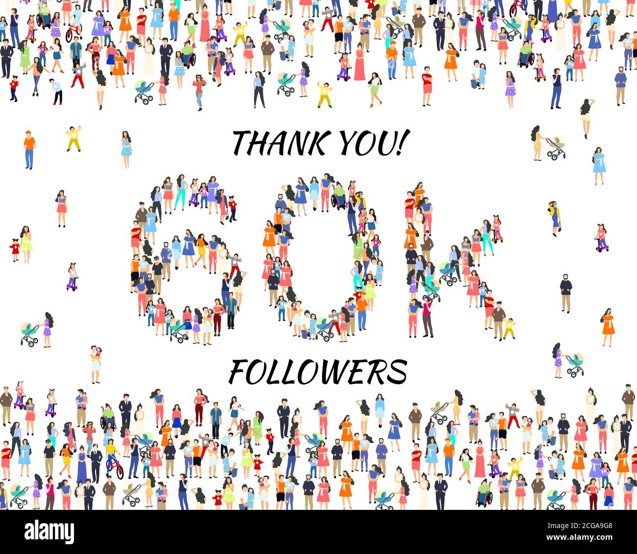 Thank you followers peoples, 60k online social group, happy banner ...