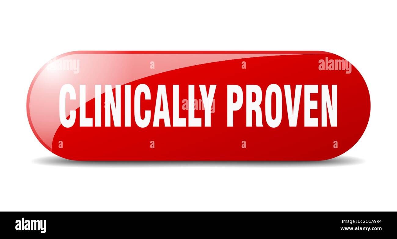 clinically proven button. rounded glass sign. sticker. banner Stock ...