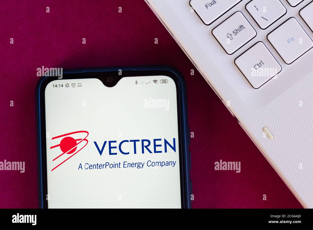 In this photo illustration the Vectren Corporation logo displayed on a ...