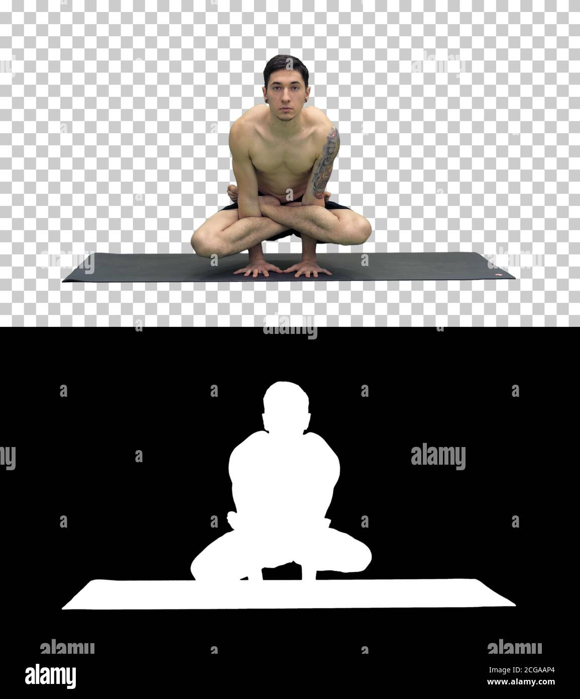 Practicing Yoga exercises Scale Pose - Tolasana, Alpha Channel Stock ...