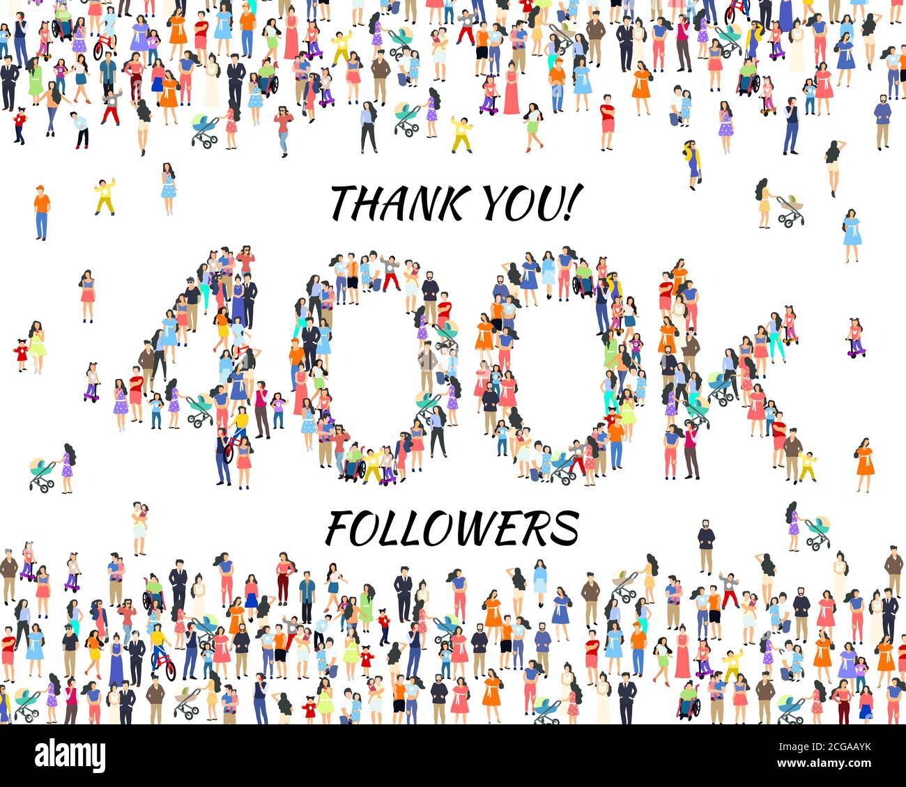 Thank you followers peoples, 400k online social group, happy banner ...