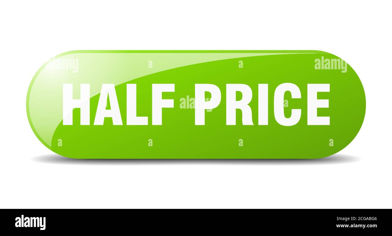 half price button. rounded glass sign. sticker. banner Stock Vector ...