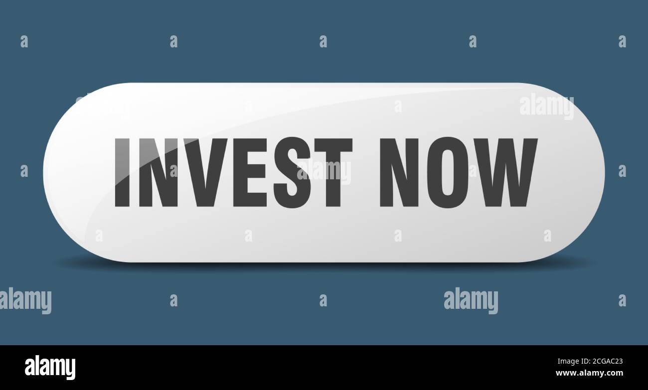 invest now button. rounded glass sign. sticker. banner Stock Vector ...