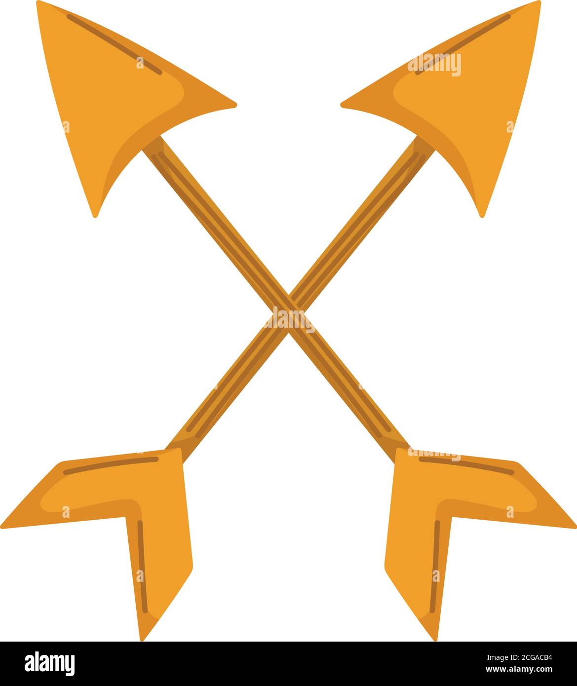 gold crossed arrows ornament isolated icon style vector illustration ...