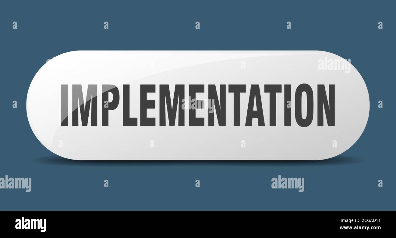 implementation button. rounded glass sign. sticker. banner Stock Vector ...