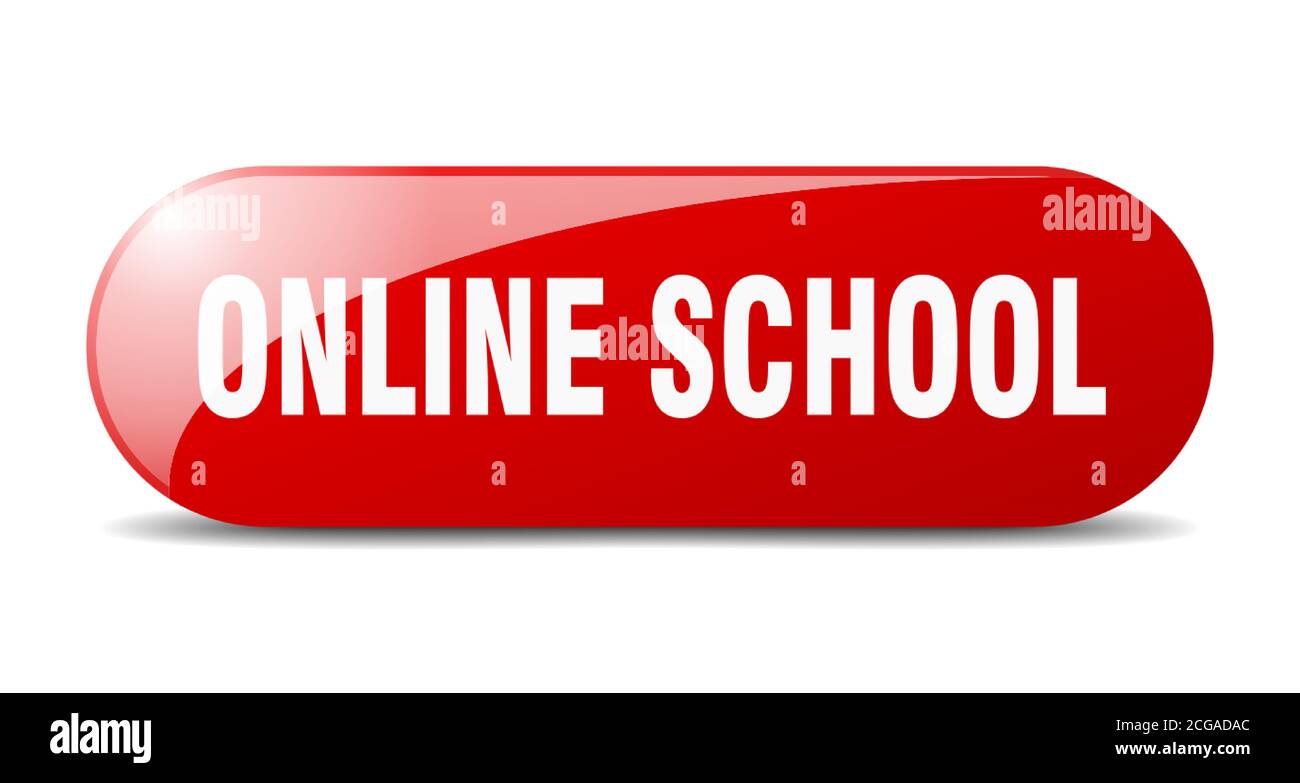online school button. rounded glass sign. sticker. banner Stock Vector ...