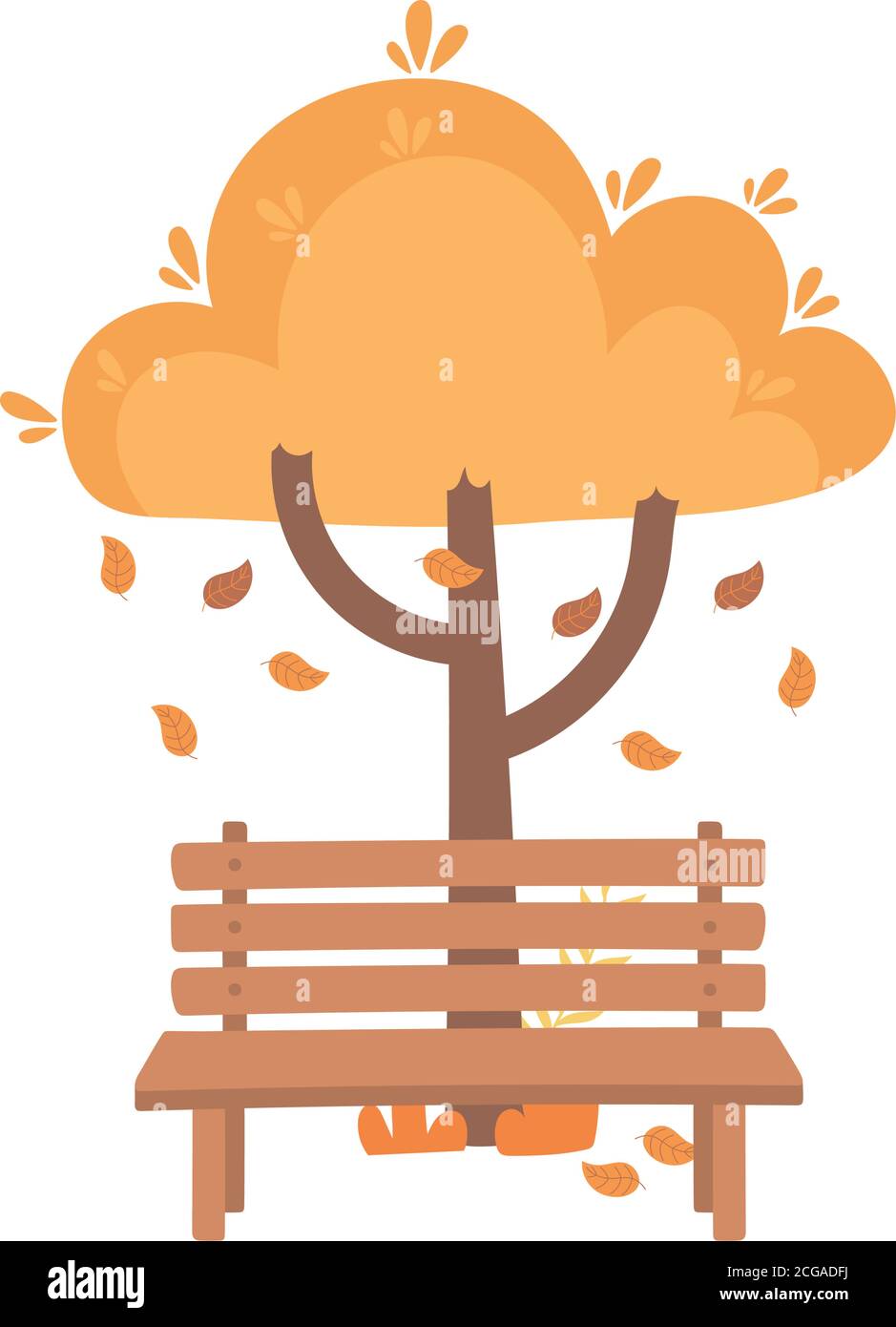 autumn bench tree leaves season isolated icon style vector illustration ...