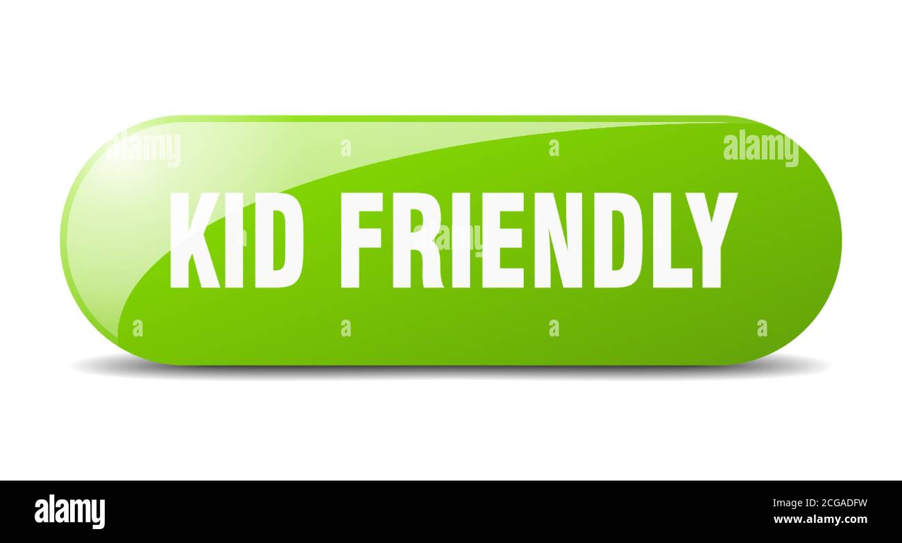 kid friendly button. rounded glass sign. sticker. banner Stock Vector ...