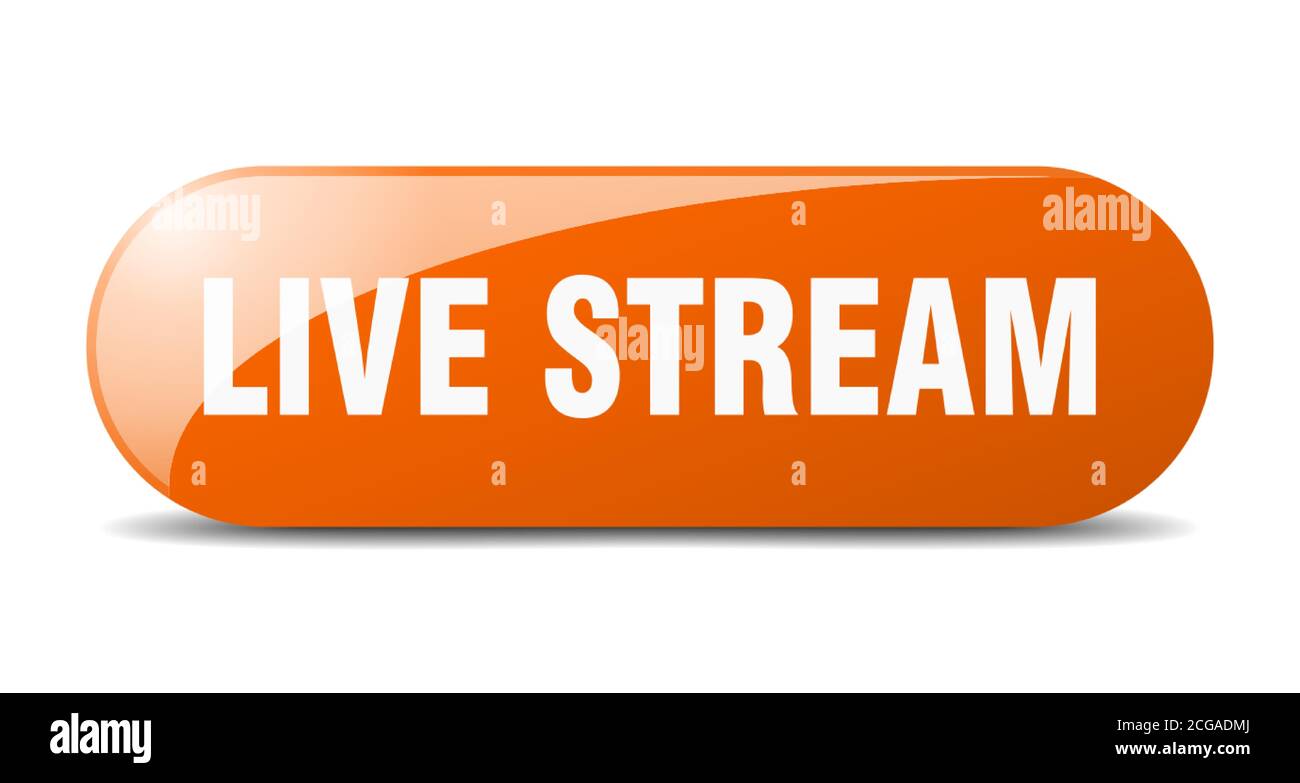 live stream button. rounded glass sign. sticker. banner Stock Vector ...