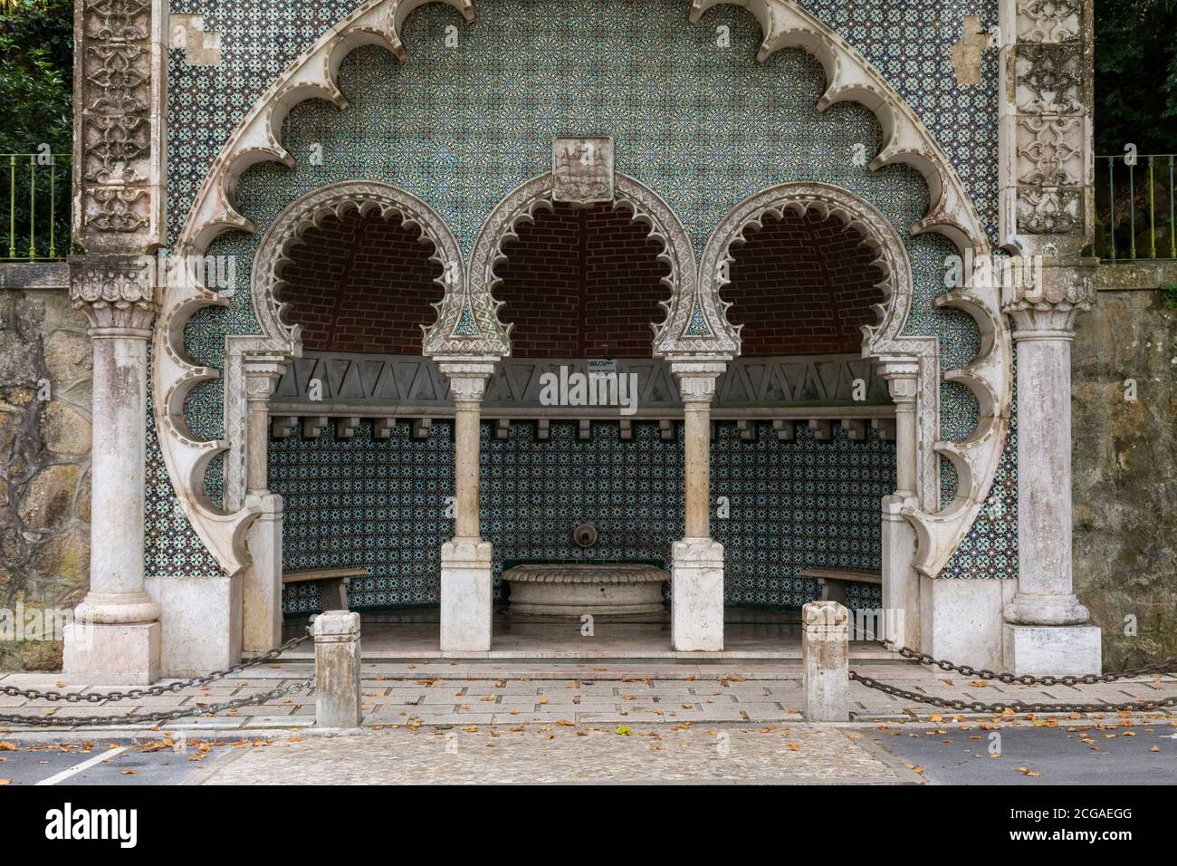 Beautiful view to old historic moorish fountain in Sintra, Portugal ...