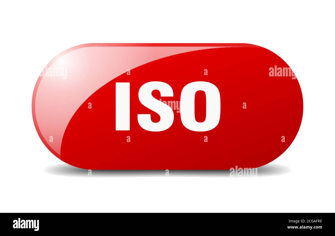 iso button. rounded glass sign. sticker. banner Stock Vector Image ...