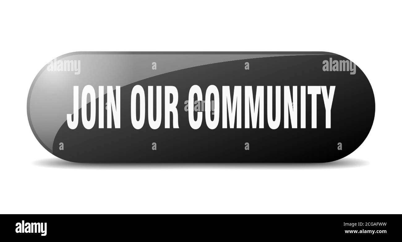 join our community button. rounded glass sign. sticker. banner Stock ...