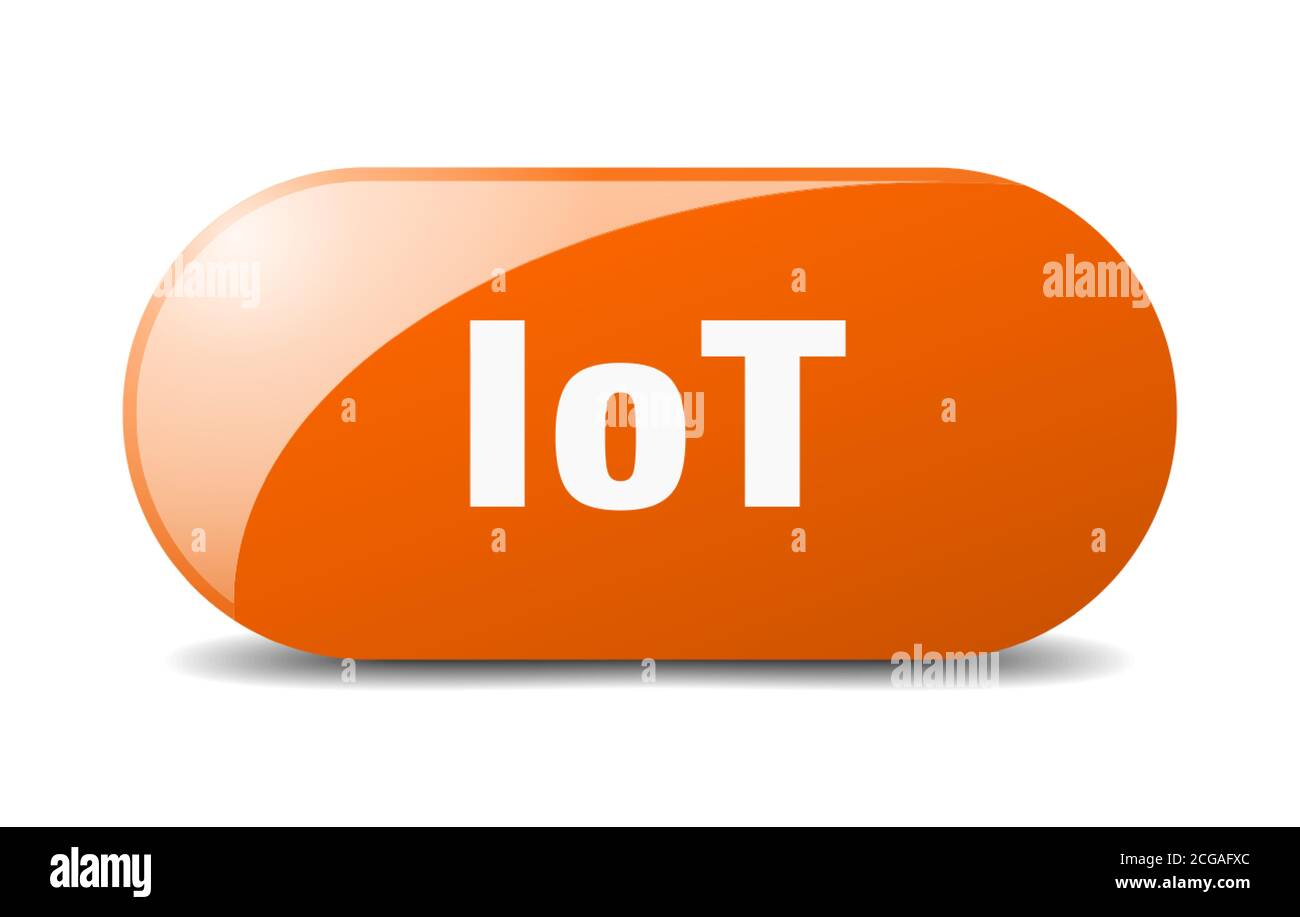 iot button. rounded glass sign. sticker. banner Stock Vector Image ...