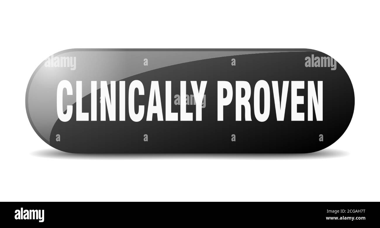 clinically proven button. rounded glass sign. sticker. banner Stock ...