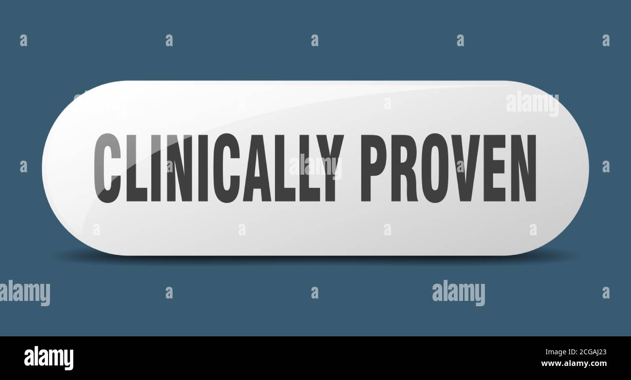 clinically proven button. rounded glass sign. sticker. banner Stock ...