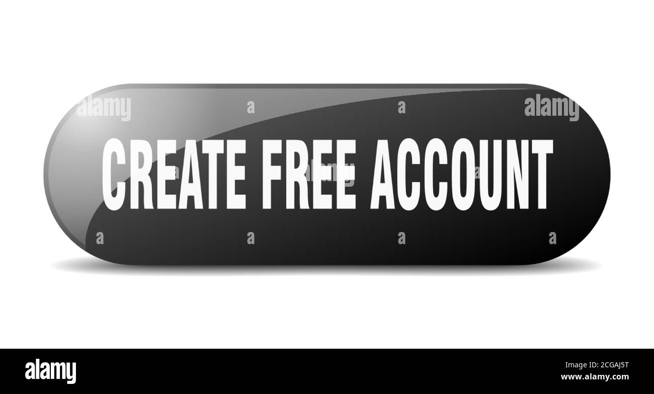 create free account button. rounded glass sign. sticker. banner Stock ...