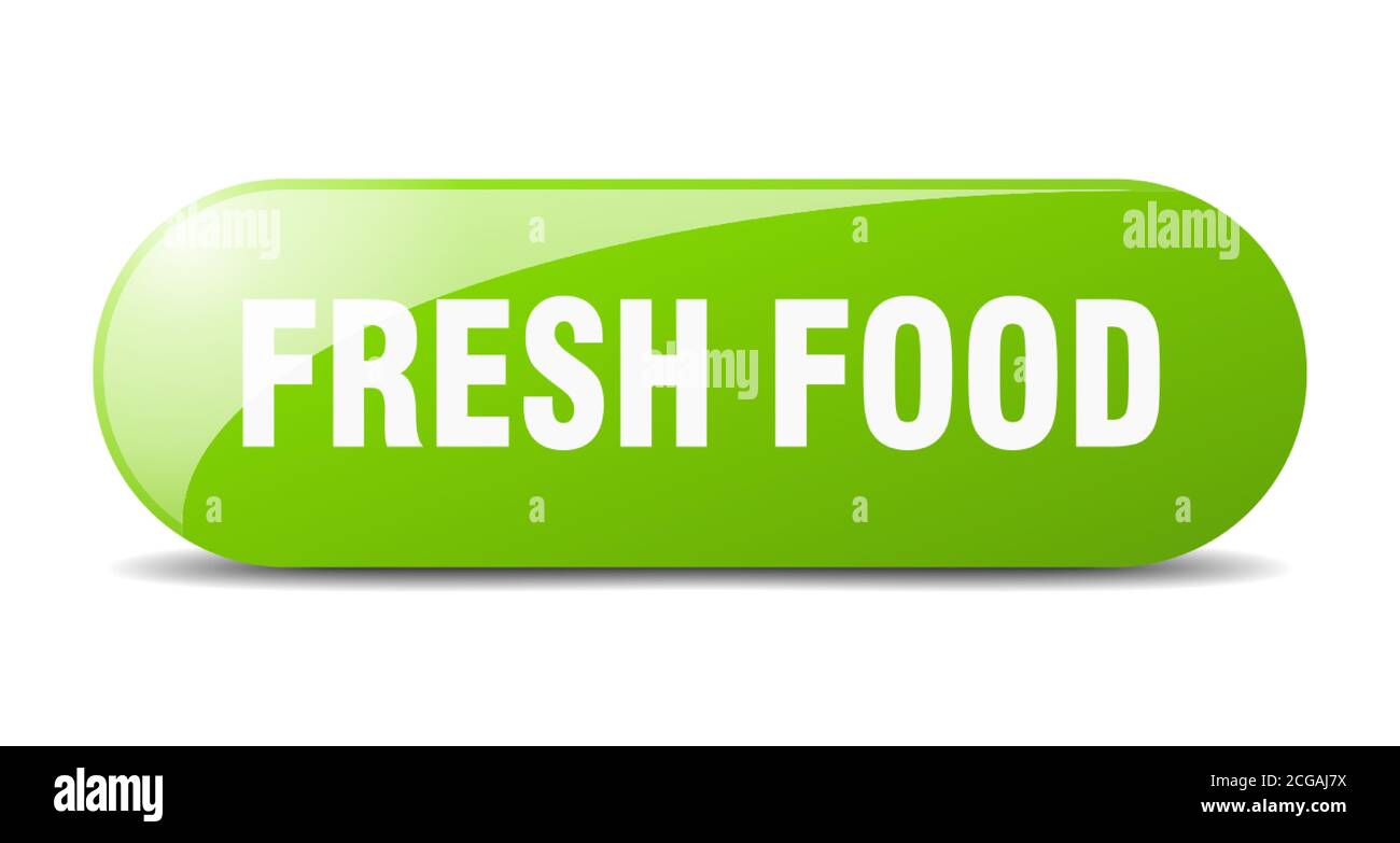 fresh food button. rounded glass sign. sticker. banner Stock Vector ...