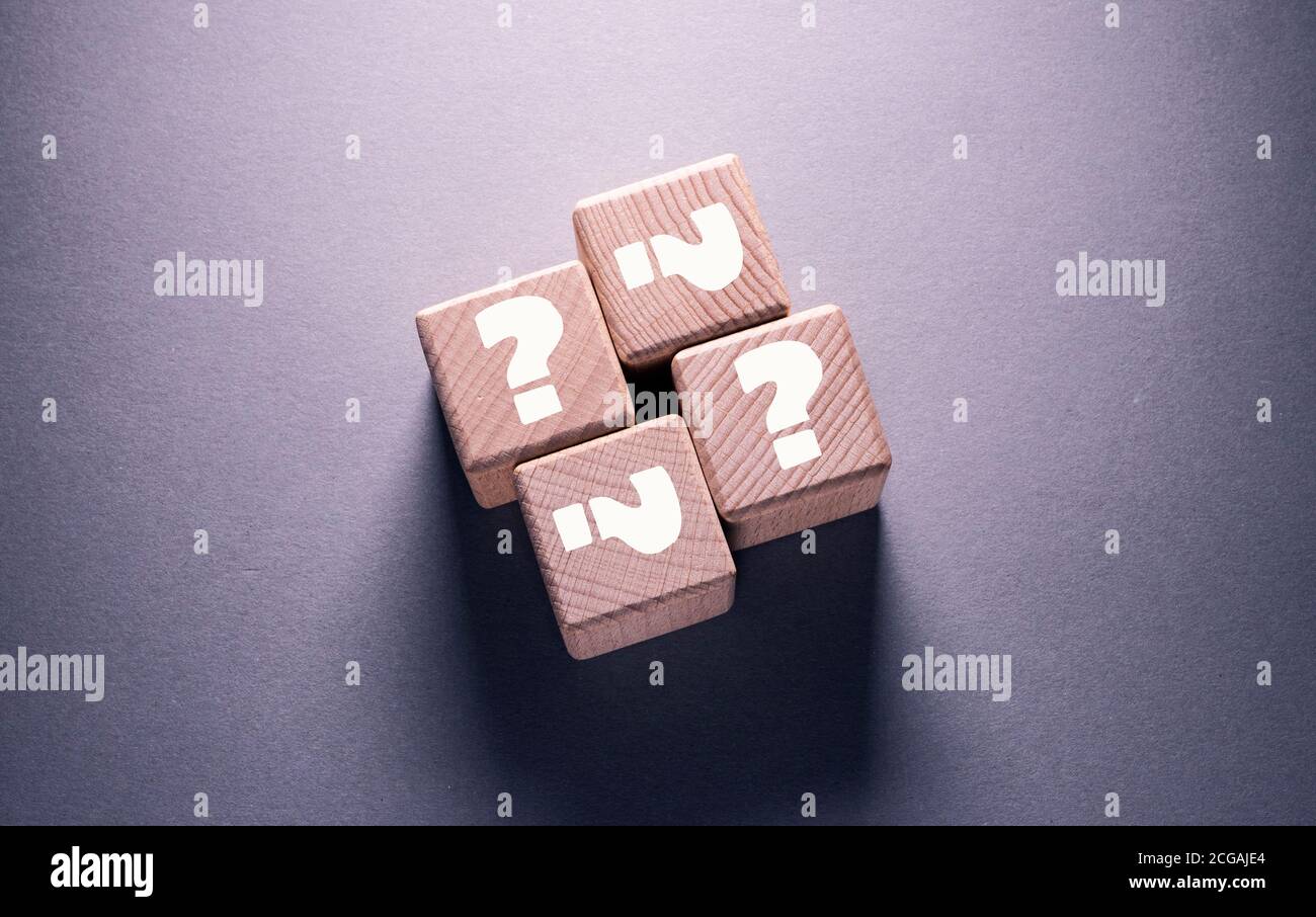 Question Mark Word Written on Wooden Cubes Stock Photo - Alamy